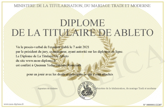 Diplome-de-La-Titulaire-De-Ableto Diplome-de-La-Titulaire-De-Ableto