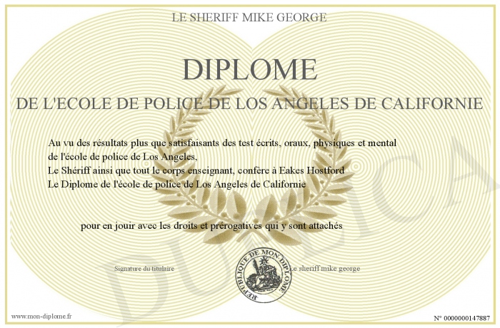 Diplome-de-l-ecole-de-police-de-Los-Angeles-de-Californie