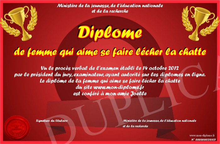 Diplome De Femme Qui Aime Se Faire Lecher La Chatte