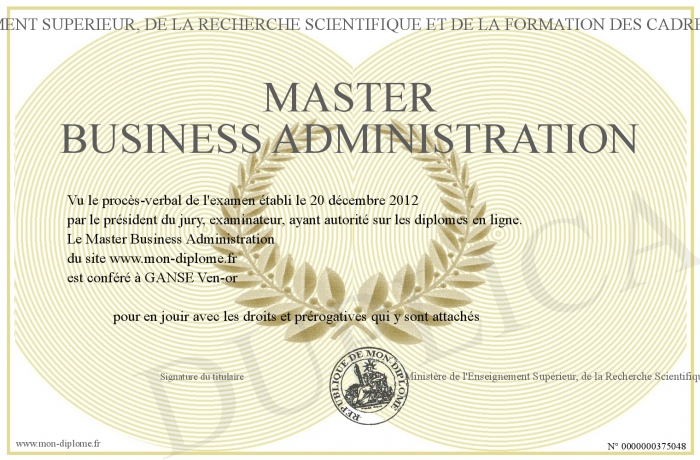 Master Business Administration Master Business Administration