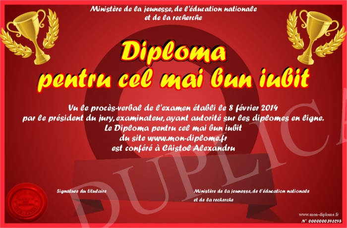 Diploma pentru cel mai bun iubit Diploma pentru cel mai bun iubit