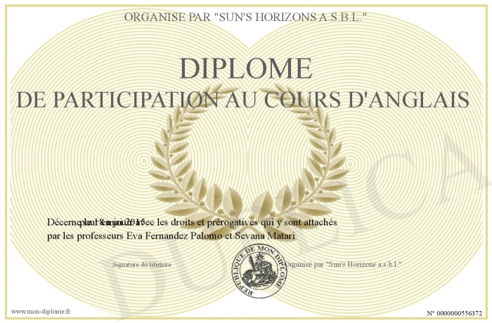 Diplome de participation au cours d Anglais Diplome de participation au cours d Anglais