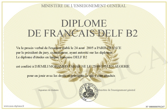 Diplome de francais DELF B2 Diplome de francais DELF B2