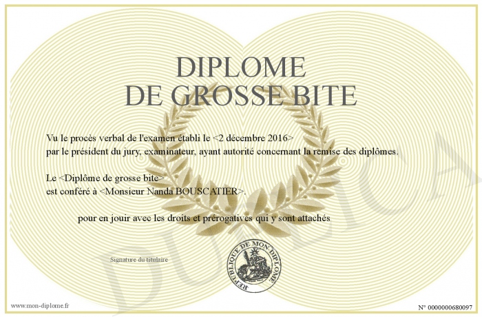 Diplome De Grosse Bite