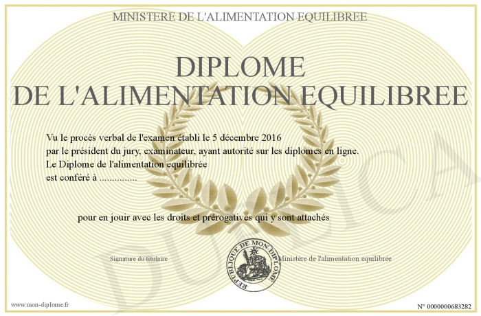 Diplome de l alimentation equilibree Diplome de l alimentation equilibree