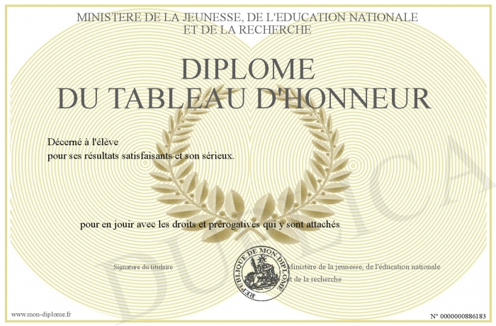 Diplome-du-Tableau-d-honneur Diplome-du-Tableau-d-honneur