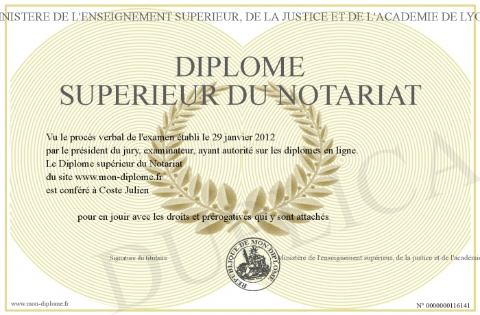 Diplome superieur du Notariat