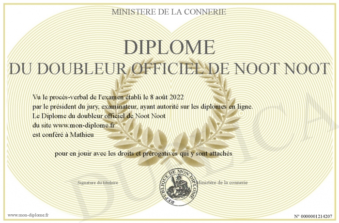 Diplome-du-doubleur-officiel-de-Noot-Noot