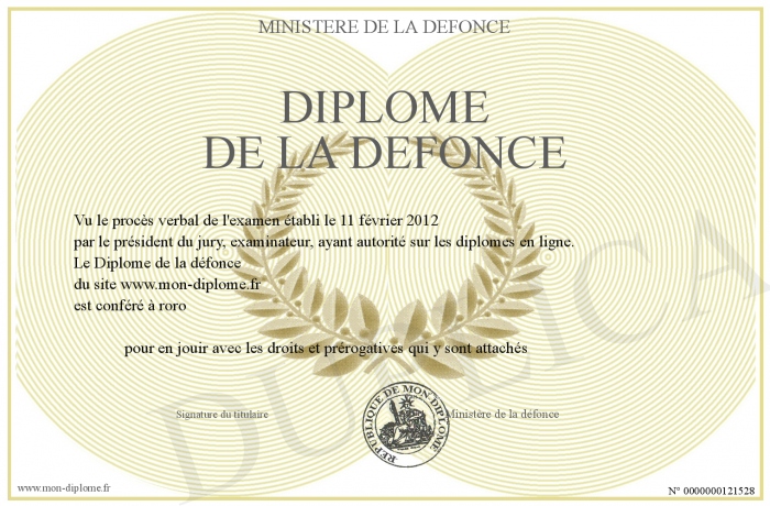 Diplome de la defonce
