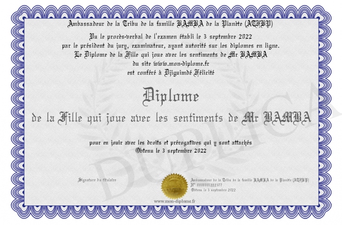 Diplome-de-la-Fille-qui-joue-avec-les-sentiments-de-Mr-BAMBA