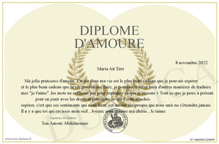 Diplome d amoure