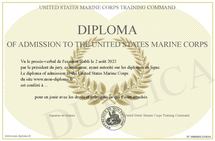 diploma-of-admission-to-the-United-States-Marine-Corps
