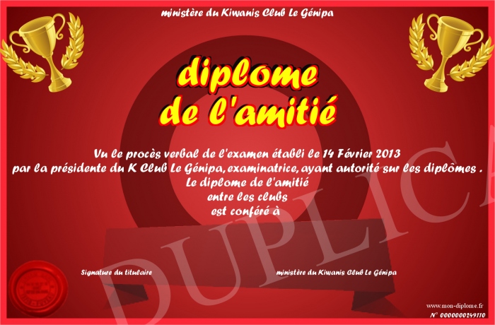 Diplôme De L’Amitié – Diplôme A Imprimer Gratuit – XYFQCY
