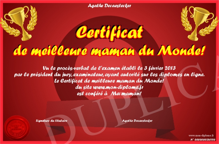 Certificat-de-meilleure-maman-du-Monde!