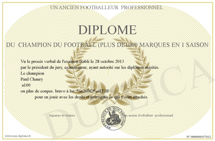 Diplome-du--champion-du-football-(plus-de1000-marques-en-1-saison