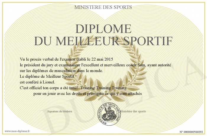Diplome du Meilleur Sportif