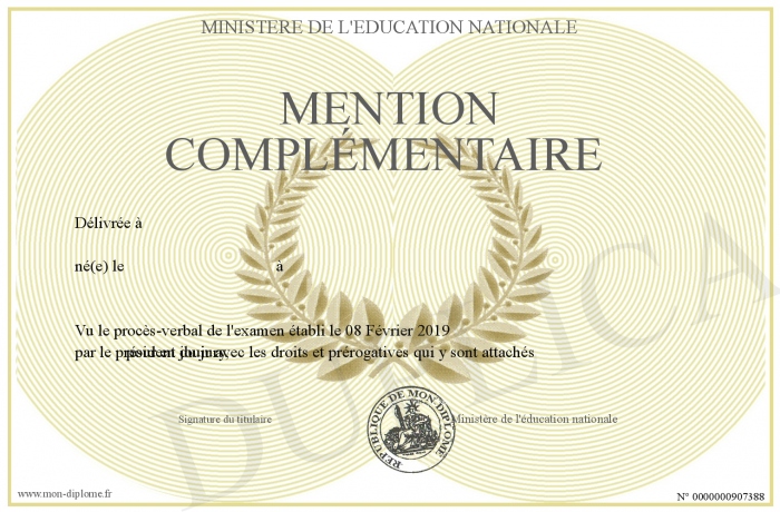 MENTION COMPLÉMENTAIRE