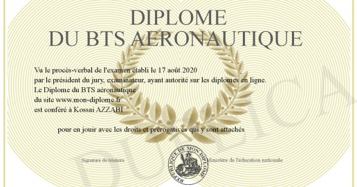 Diplome du BTS aeronautique