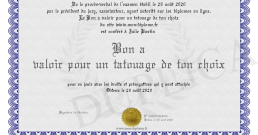 Bon a valoir pour un tatouage de ton choix