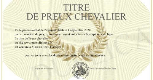 titre de Preux chevalier