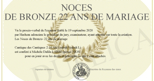 Noces de bronze 22 ans de mariage