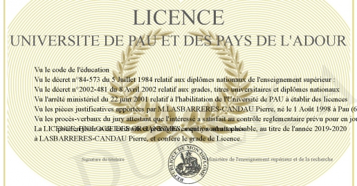 LICENCE UNIVERSITE DE PAU ET DES PAYS DE L ADOUR