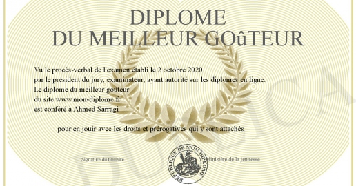 diplome du meilleur gouteur