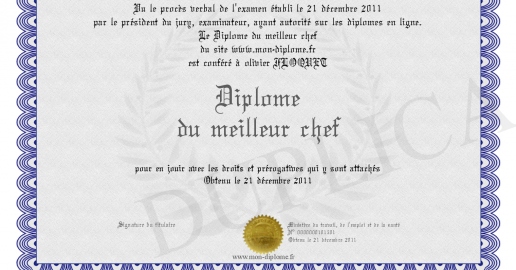 Diplome du meilleur chef