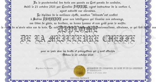 DIPLOME DE LA MEILLEURE CHEFFE