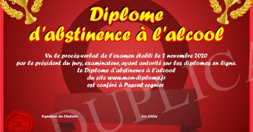 Diplome d abstinence a l alcool