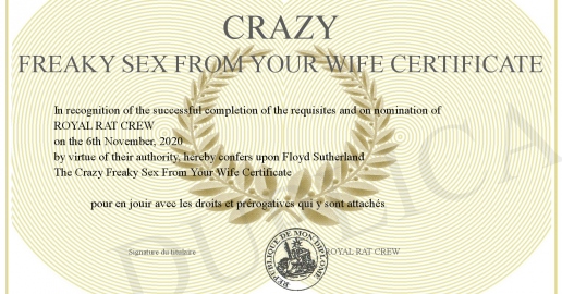 CRAZY FREAKY SEX FROM YOUR WIFE CERTIFICATE