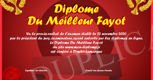 Diplome Du Meilleur Fayot
