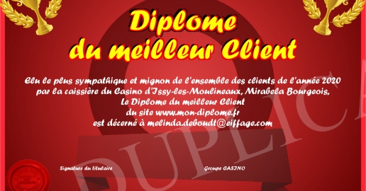 Diplome du meilleur Client