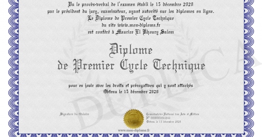 Diplome de Premier Cycle Technique