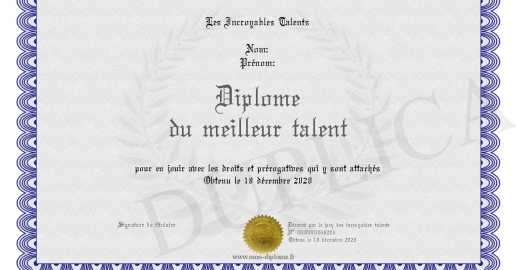 Diplome du meilleur talent