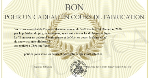 Bon pour un cadeau en cours de fabrication