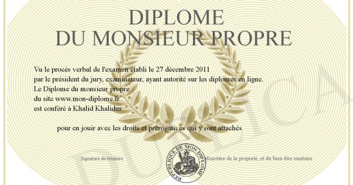 Diplome du monsieur propre