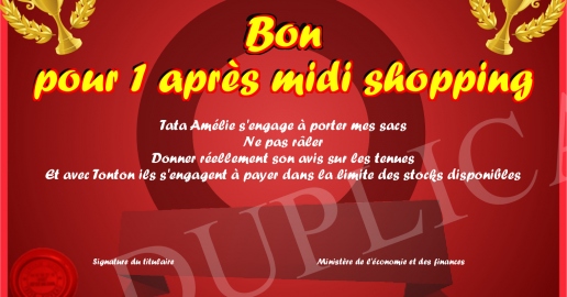 Bon pour 1 apres midi shopping