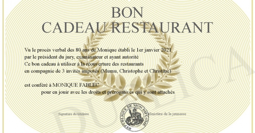 bon cadeau restaurant