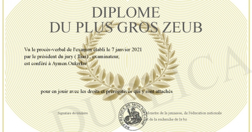 Diplome du plus gros zeub