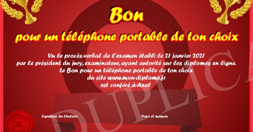 Bon pour un telephone portable de ton choix