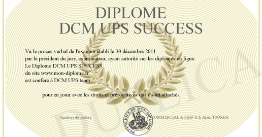 Diplome DCM UPS SUCCESS