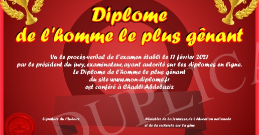 Diplome de l homme le plus genant