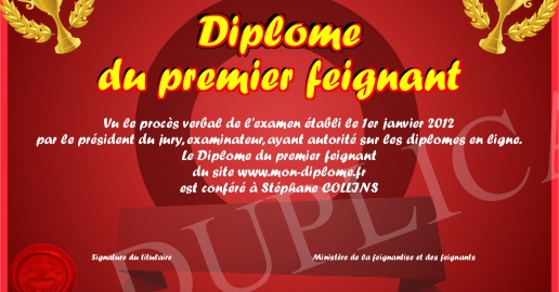 Diplome du premier feignant