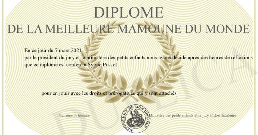 Diplome de la meilleure mamoune du monde