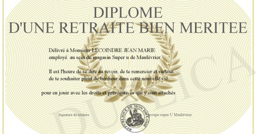 Diplome d une retraite bien meritee