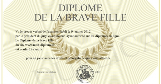 Diplome de la brave fille