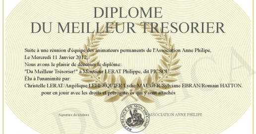Diplome du meilleur tresorier