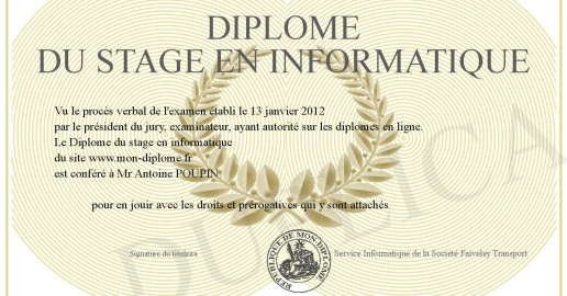 Diplome du stage en informatique
