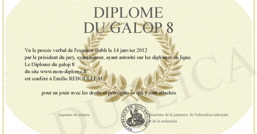 Diplome du galop 8